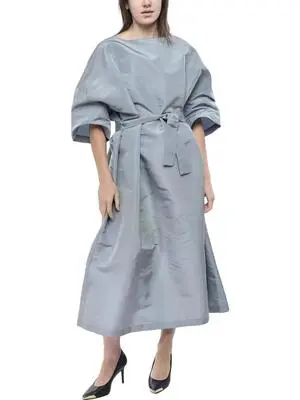 SUPER BLOND Belted Silk-organza Midi Dress - Blue