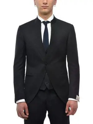 Corneliani Mandarin-collar Three-piece Suit - Blue