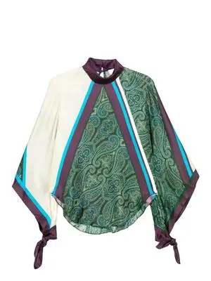 ALEMAIS Joni Paisley-print Silk Top - Green