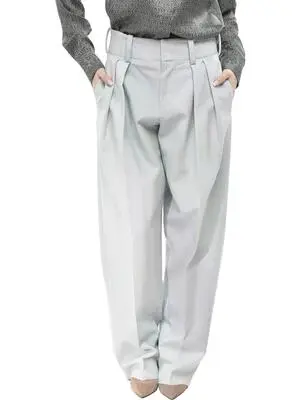 SUPER BLOND Double-pleated Virgin Wool Trousers - Blue