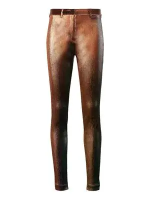 Roberto Cavalli Stretch Lurex Solid Trousers - Metallic