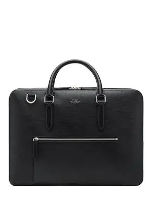 Smythson Ludlow Leather Zip-front Briefcase - Black