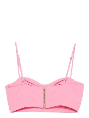 SIMONA CORSELLINI Cropped Sweetheart Neck Top With Cut-out Detailing - Pink
