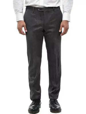 Corneliani Virgin Wool Pinstripe Trousers - Grey
