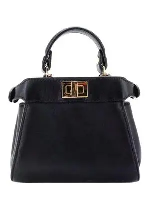 Fendi Peekaboo Leather Nano Crossbody Bag - Black