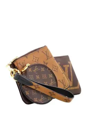 LOUIS VUITTON Trio Pouch Set Reverse Monogram Giant Clutch Bag - Brown