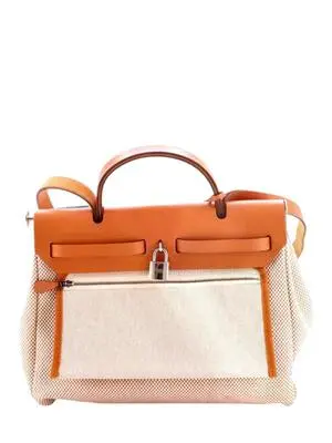 Hermès Herbag Zip Criss Viking Toile And Leather 31 Shoulder Bag - Neutrals