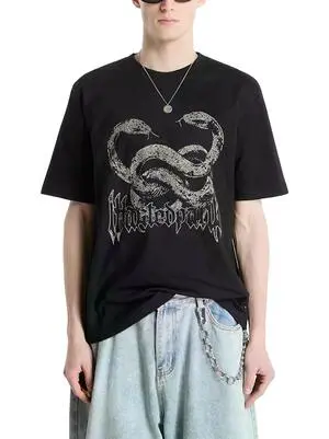 WASTED Snake-print T-shirt - Black
