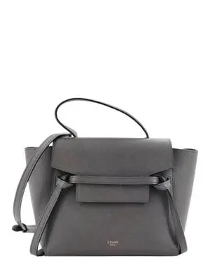 Celine Textured Leather Belt Bag Nano Shoulder Bag - Grey
