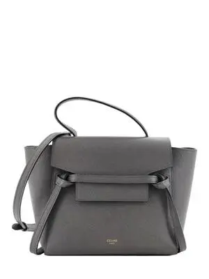 Celine Textured Leather Belt Bag Nano Shoulder Bag - Grey