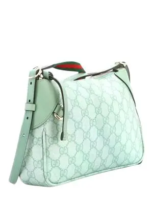 GUCCI Gucci Emblem GG Coated Canvas With Leather Shoulder Bag