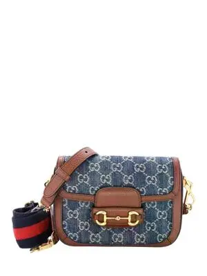 GUCCI Gucci Horsebit 1955 GG Denim Mini Shoulder Bag