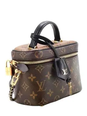 LOUIS VUITTON Louis Vuitton Vanity Handbag Reverse Monogram Canvas PM Satchel Brown