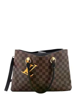 LOUIS VUITTON Louis Vuitton Damier Riverside Handbag With Leather Tote Black