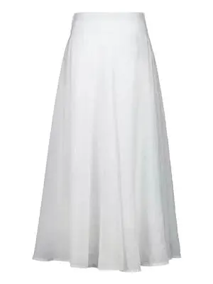 120% Lino 120% Lino Midi Skirt White