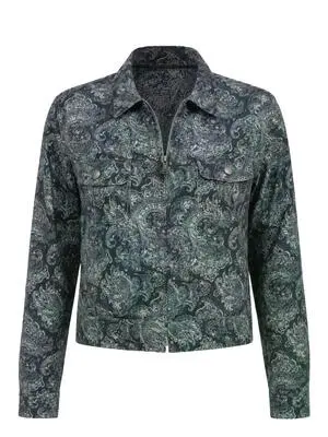 R13 Paisley Pattern Cropped Shirt Jacket - Blue