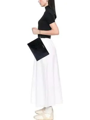 Saint Laurent 2017 Croc Embossed Leather Clutch Bag - Black
