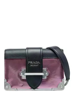 Prada Saffiano Trimmed Metallic Vitello Cahier Bag - Pink