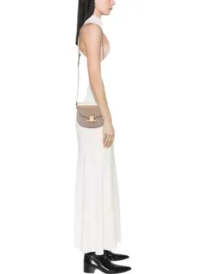 Celine Shiny Calfskin Triomphe Besace Clea Crossbody Bag - Neutrals