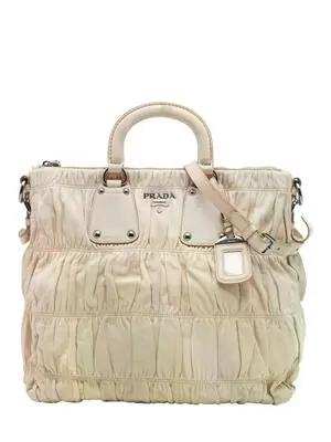 Prada Nappa Gaufre Satchel - Neutrals