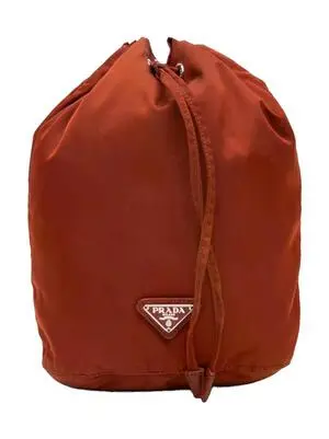 Prada Tessuto Drawstring Pouch Bucket Bag - Red
