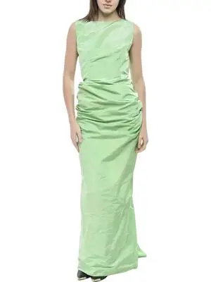 SUPER BLOND Ruched Open-back Maxi Dress - Green