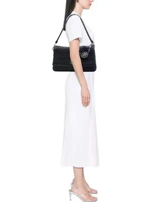 Miu Miu 2010-2026 Matelasse Nappa Crystal Chain Satchel - Black
