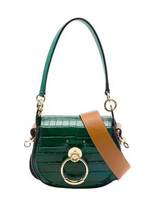 Chloé 2020 Small Croc Embossed Leather Satchel - Green