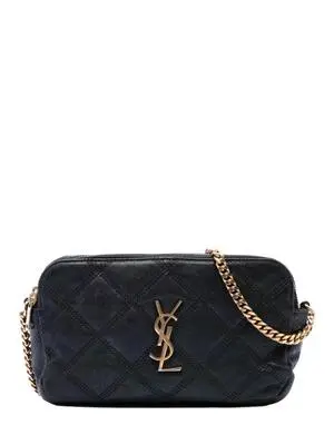 Saint Laurent Mini Quilted Lambskin Becky Double Zip Crossbody Bag - Black