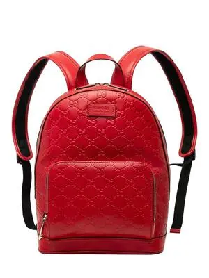 Gucci Embossed Leather Backpack - Red