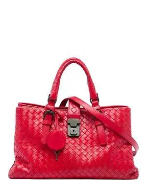 Bottega Veneta 2012-2026 Small Nappa Intrecciato Roma Satchel - Red
