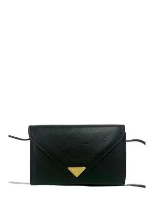 Saint Laurent Leather Envelope Flap Crossbody Bag - Black