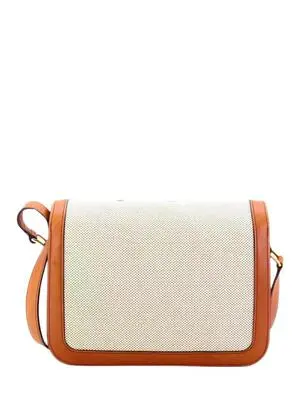 Celine Triomphe Shoulder Bag In Canvas And Leather - Brown