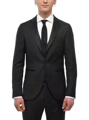 Corneliani Three-piece Jacquard Suit - Black