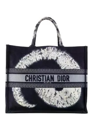 Dior Book Embroidered Canvas Large Tote Bag - Blue