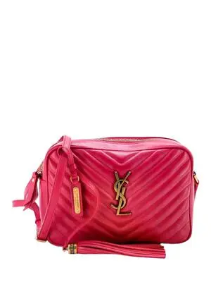 Saint Laurent Lou Camera Bag Matelasse Chevron Leather Small Crossbody Bag - Black