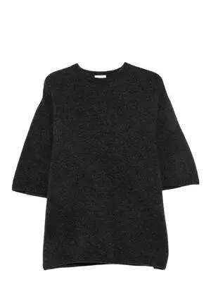 ALYSI Short-sleeved T-shirt With Ribbed Trim - Grey