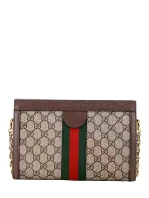 Gucci Ophidia Chain Shoulder Bag Gg Coated Canvas - Brown