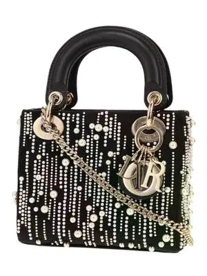 DIOR Christian Dior Mini Lady Dior Pearl-Embroidered Shoulder Bag