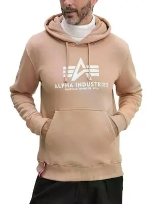 Alpha Industries Logo Print Drawstring Hoodie - Neutrals