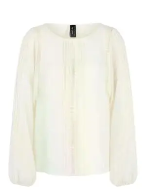 MARCCAIN Pleated Lace-trim Blouse - Neutrals