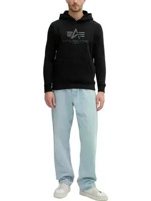 Alpha Industries Logo Pouch Pocket Hoodie - Black
