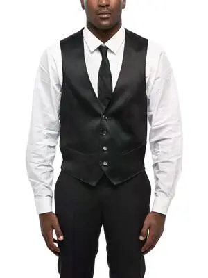 Corneliani Satin Waistcoat - Black