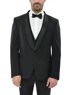Corneliani Satin Shawl-lapel Blazer And Waistcoat Set - Black
