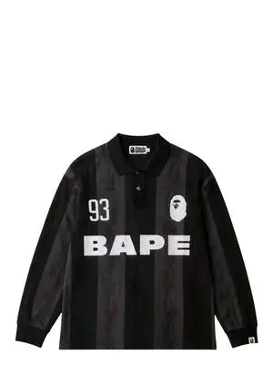 A BATHING APE Striped Logo-print Polo Shirt - Black