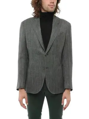 Corneliani Herringbone Peak-lapel Blazer - Grey