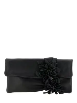 JIMMY CHOO Zandra Floral-appliqué Clutch Bag - Black
