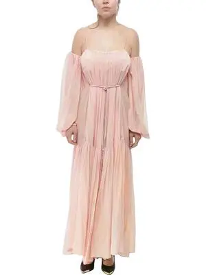 SUPER BLOND Maxi Ruffled Off-the-shoulder Dress - Pink