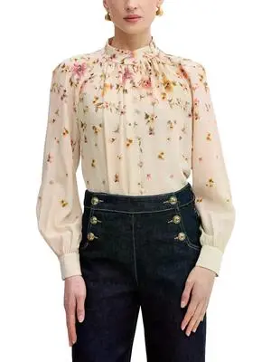 Luisa Spagnoli Bria Floral-print Silk Blouse - Neutrals