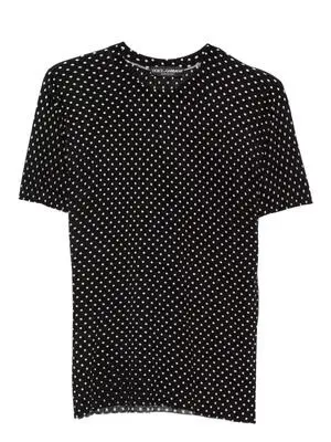 Dolce & Gabbana 2000s Polka-dot Silk T-shirt - Black